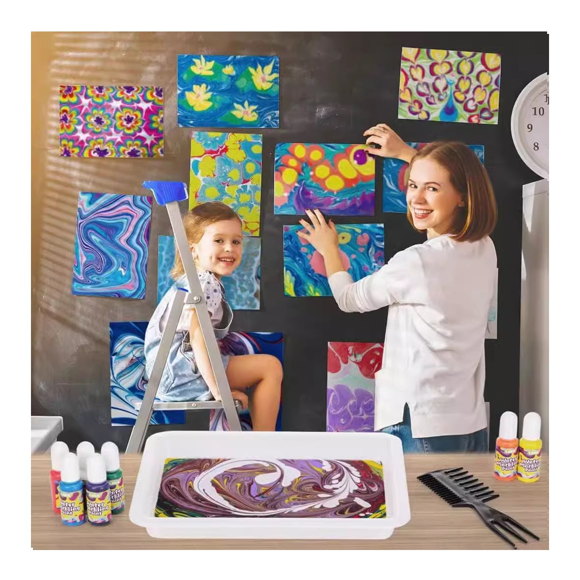 KIDDY COLOR PAPER MARBLING SET – Madera de Mango